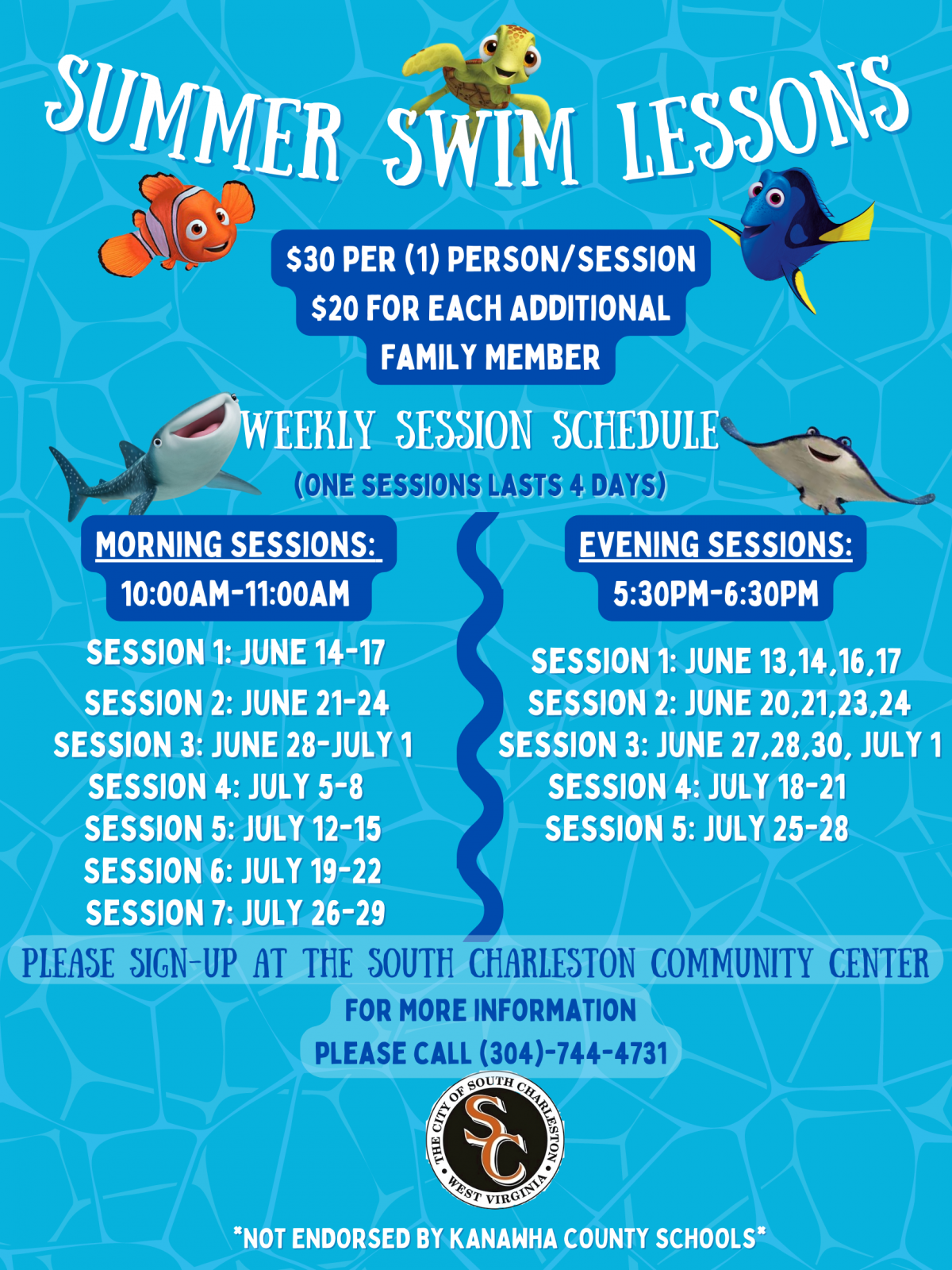 Summer Swim Lessons – Community Center | City of South Charleston